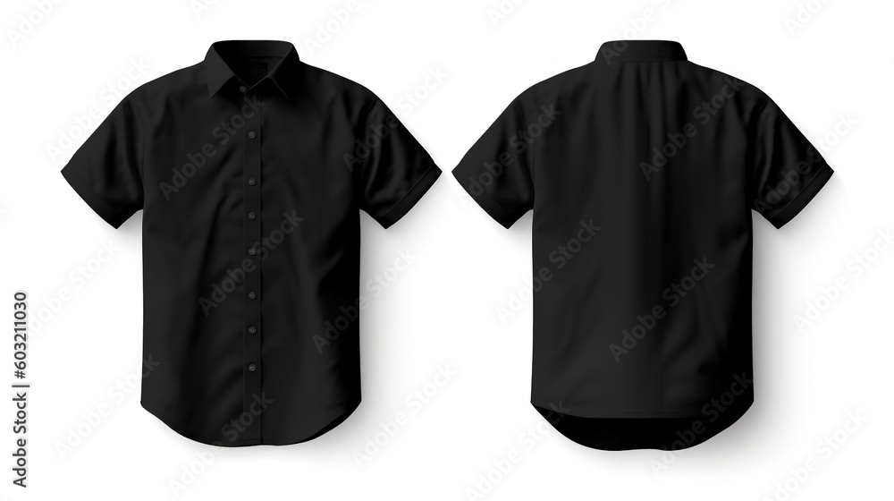 black collared shirt isolated on white background mock up Stock ...