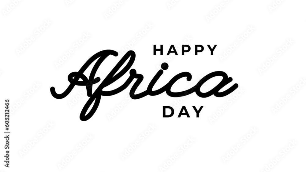 happy africa day text animation. handwritten style. text in black and ...
