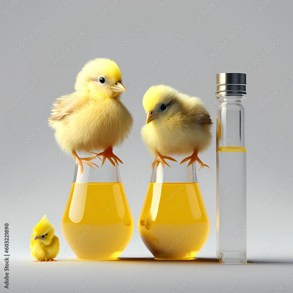 Science, laboratory experiments with chickens and chicks (Gallus gallus ...