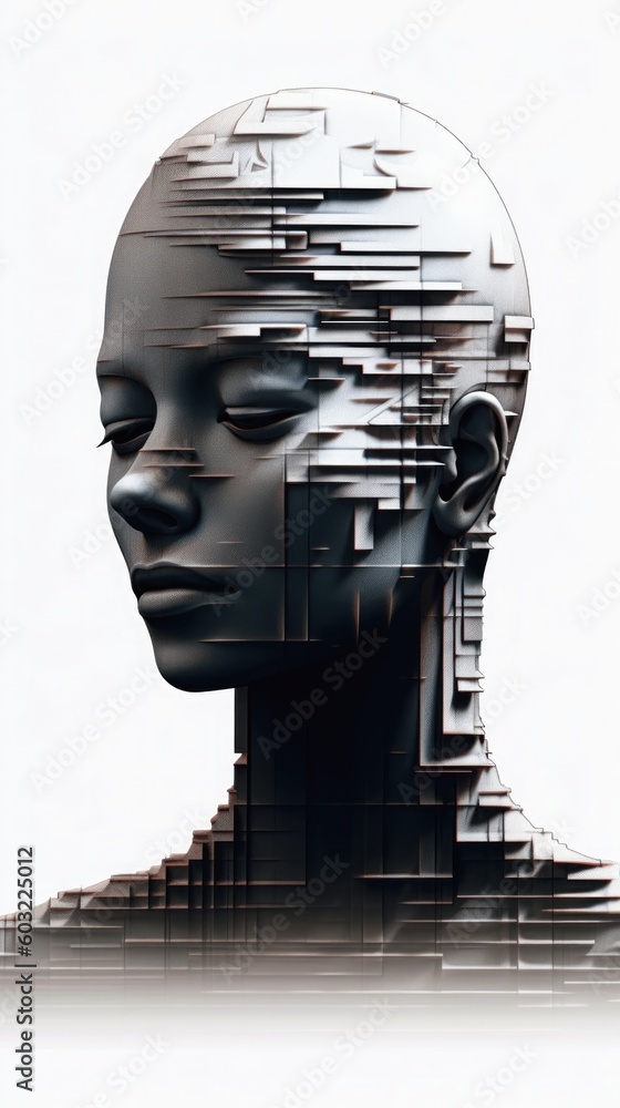 woman abstract lines closeup persons head distorted face female ash ...