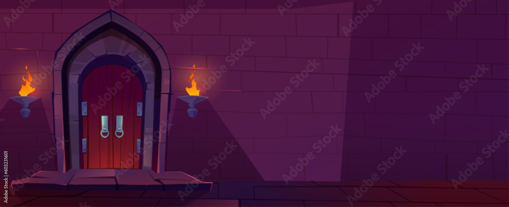 Castle dungeon brick wall cartoon background for game. Dark ancient ...