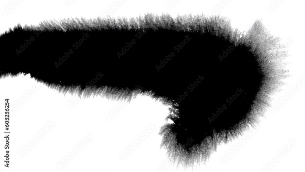 Black ink artistic flow splatter spots spills white paper beautiful ...