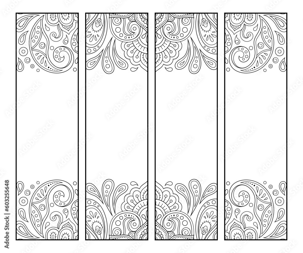 Printable bookmark for book - coloring. Set of black and white labels ...