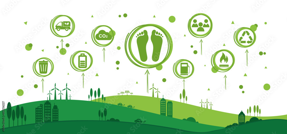 Vecteur Stock Carbon footprint concept with icon and infographic ...