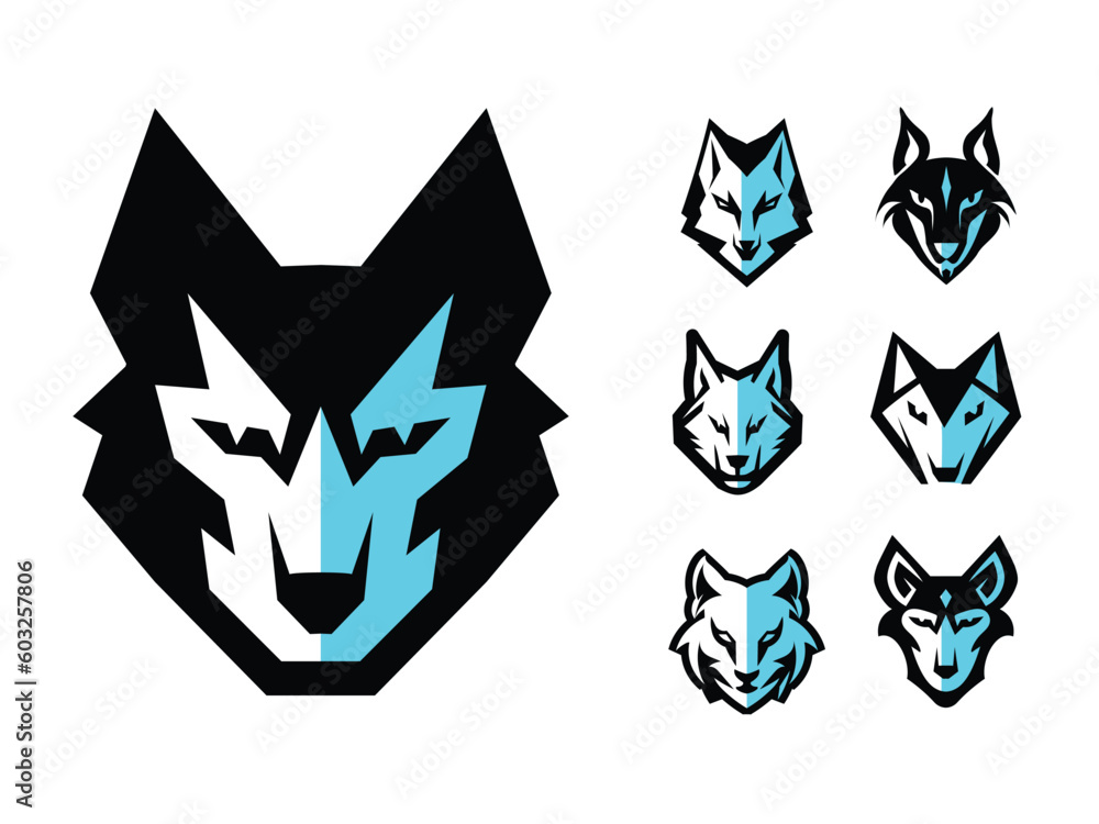 collection of clean and modern wolf logos, perfect for representing ...