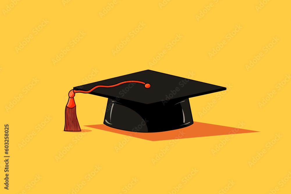 Doodle inspired Graduation cap, cartoon sticker, sketch, vector ...