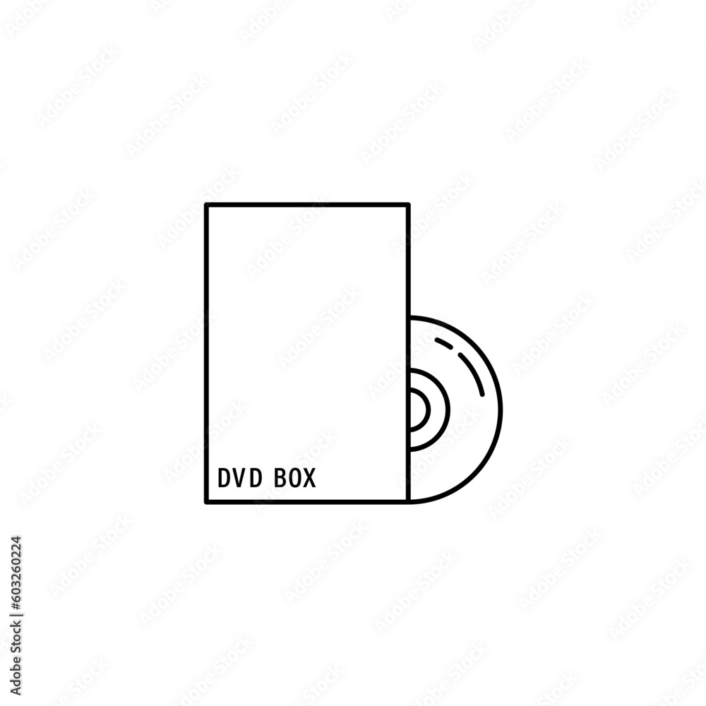 Software box icon, DVD CD box icon, disc with box, media symbol cd rom ...