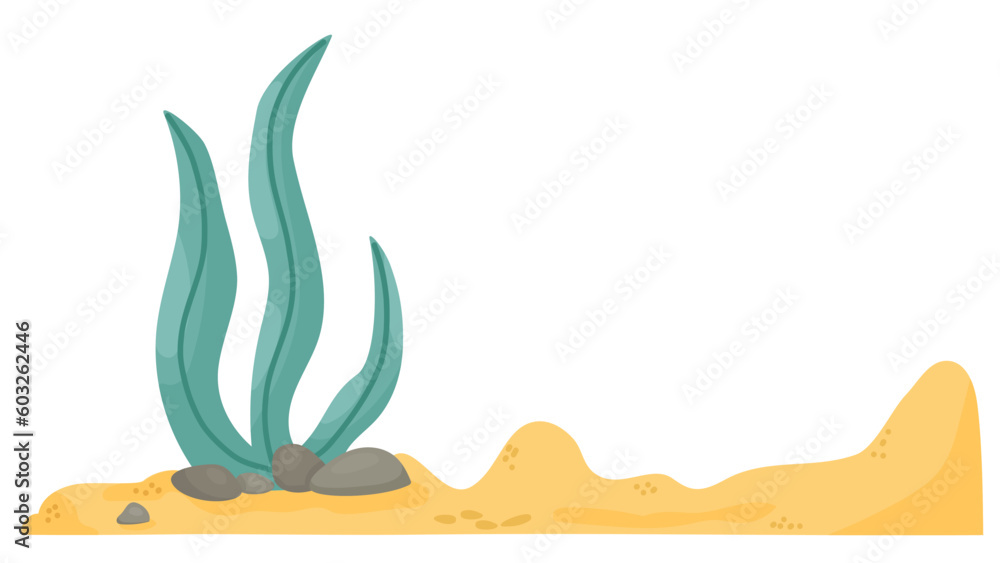 Underwater simple cartoon background. River bottom vector illustration ...