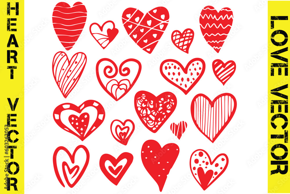 Heart symbol shapes vector image, Heart icons colored vector image ...