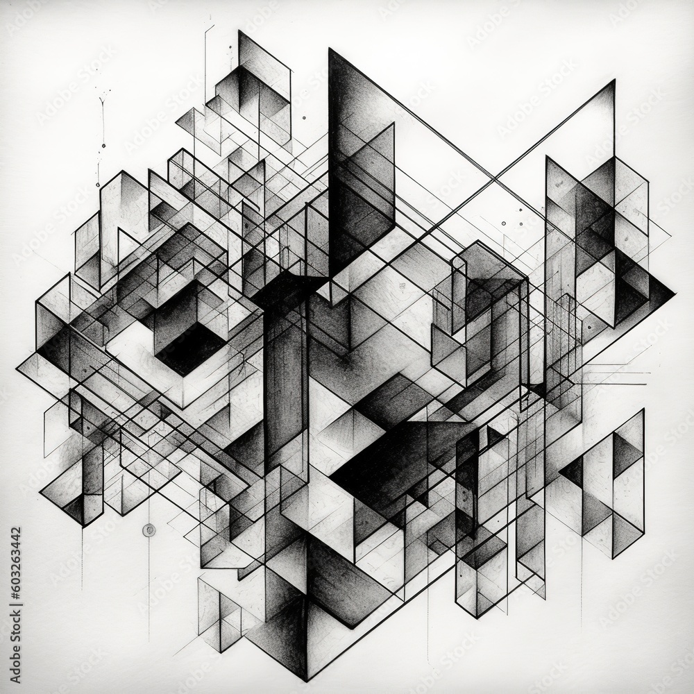 abstract art, face portrait, represent the social division only with a ...
