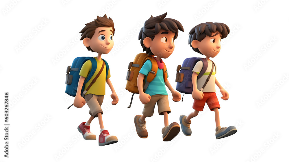 Cartoon Student Kids Character - Transparent Background PNG Stock ...