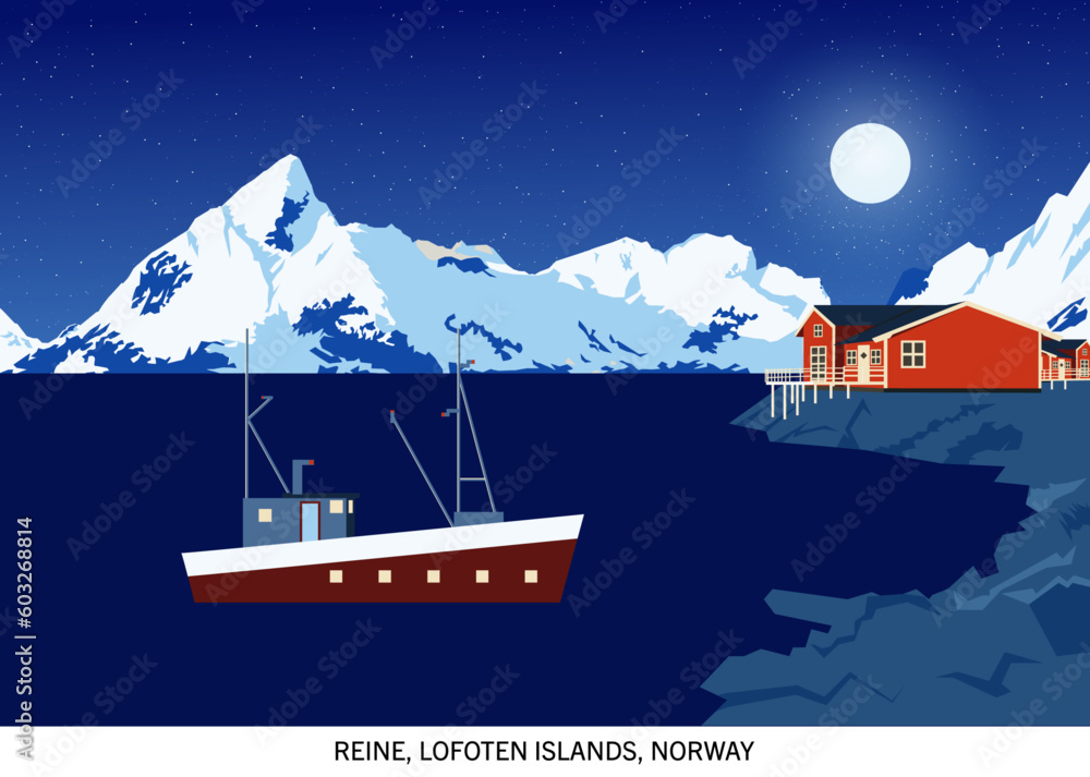 Reine, Lofoten Islands, Norway. Stock Vector | Adobe Stock