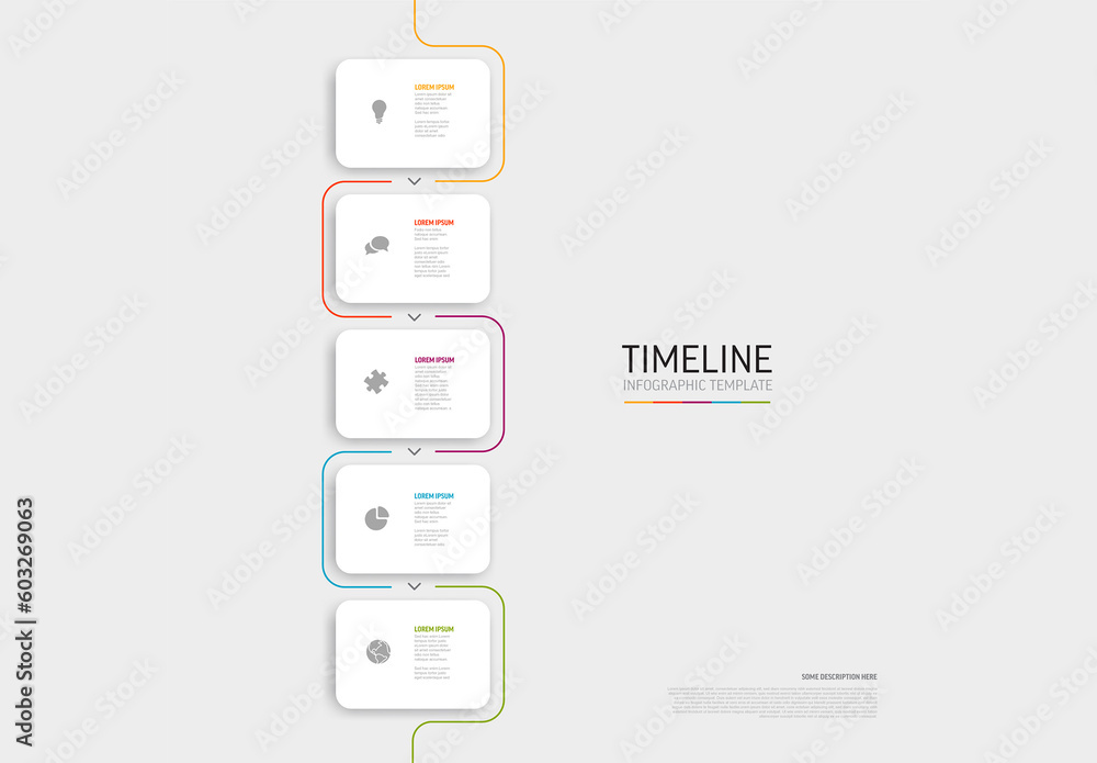 Light infographic template with five vertical rounded block cards Stock ...