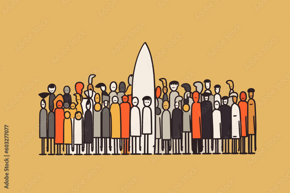 Doodle inspired Discrimination, cartoon sticker, sketch, vector ...