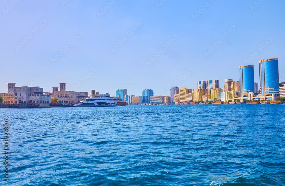 Deira and Al Seef districts from Dubai Creek, on March 1 in Dubai, UAE ...