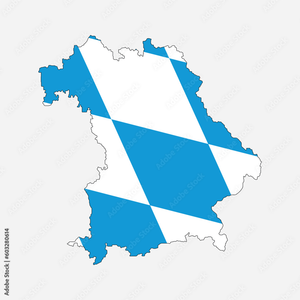 Map and flag of Bavaria - Germany region outline silhouette graphic ...