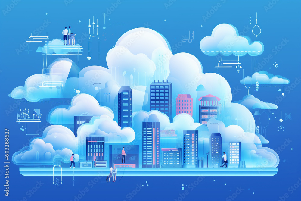 The Power of Cloud Computing. Interconnected network of virtual clouds ...