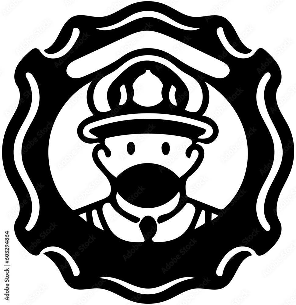 Firefighter logo design in black, vector illustration of a fire brigade ...