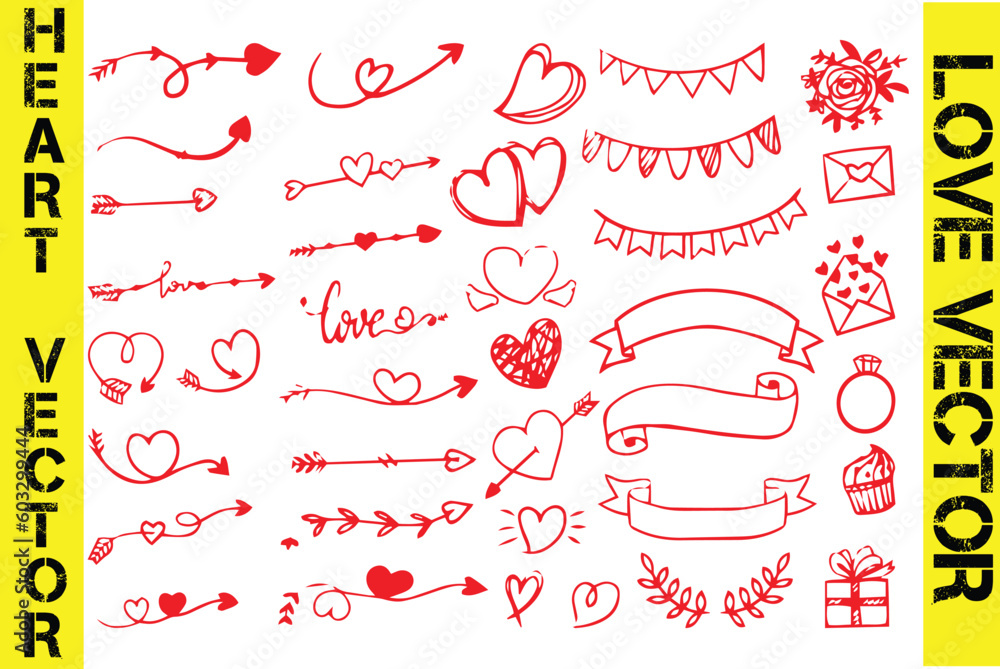 Heart symbol shapes vector image, Heart icons colored vector image ...