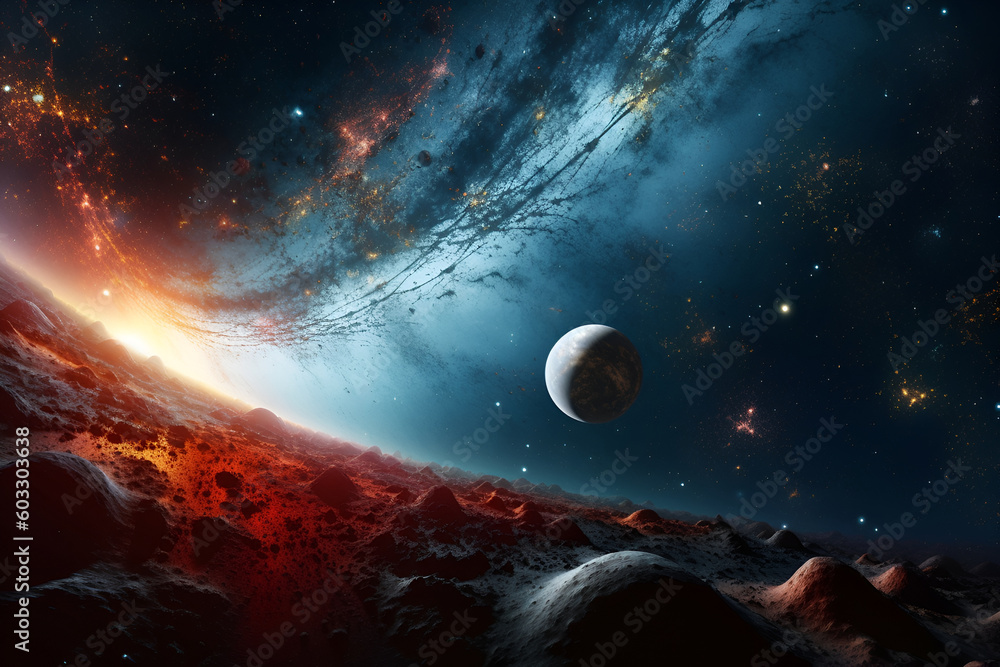 Beautiful outer space scenery digital background. Surreal fantasy ...