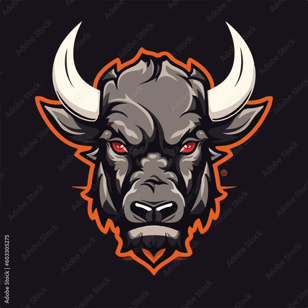 angry bull buffalo bison head e sport logo vector illustration Stock ...