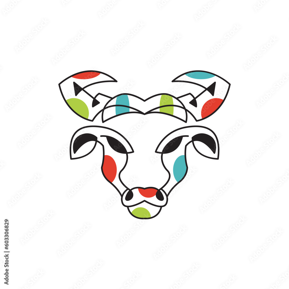 cow logo vector design template best. logo with color bubble style ...
