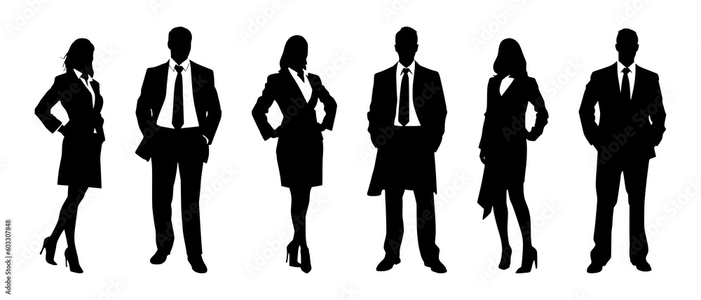 Businessman and businesswoman silhouette black filled vector ...