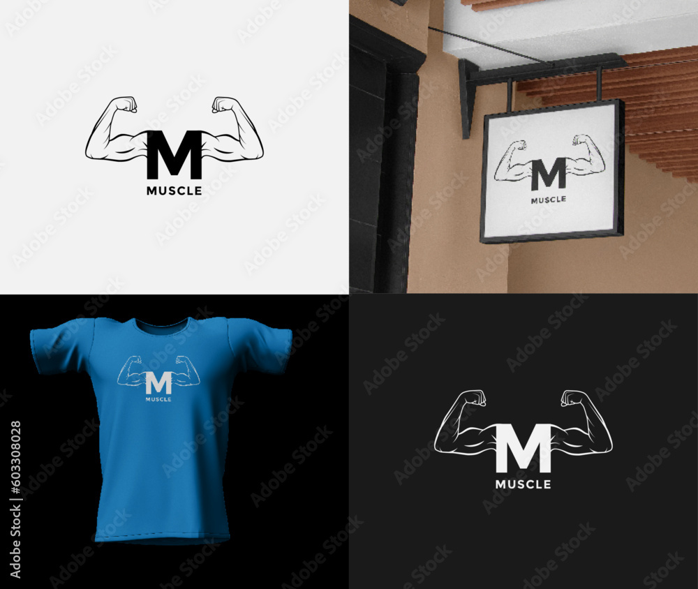 Gym logo design concept, muscle design, log design for gym with two ...