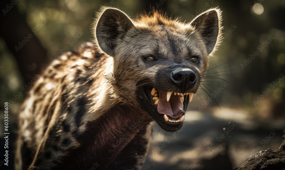 Photo of laughing hyena in its natural habitat, composition showcases ...