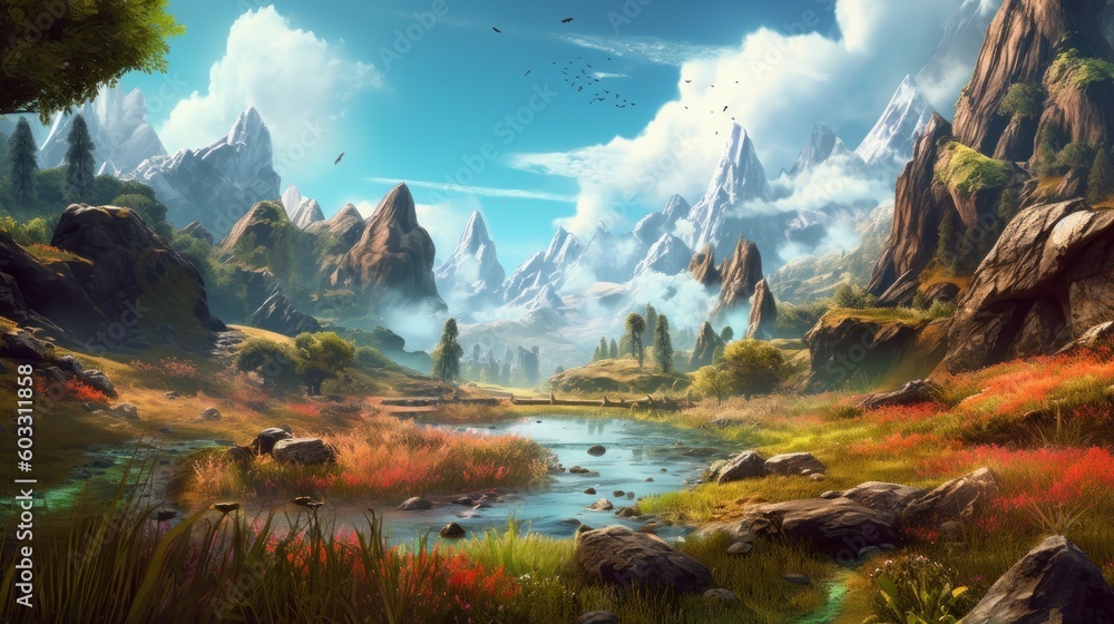 Beautiful Scenery Game Art Stock Illustration | Adobe Stock