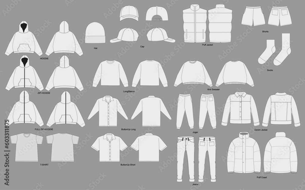 Vector Apparel Mockup Collection Streetwear T shirt Hoodie Blank Hat 