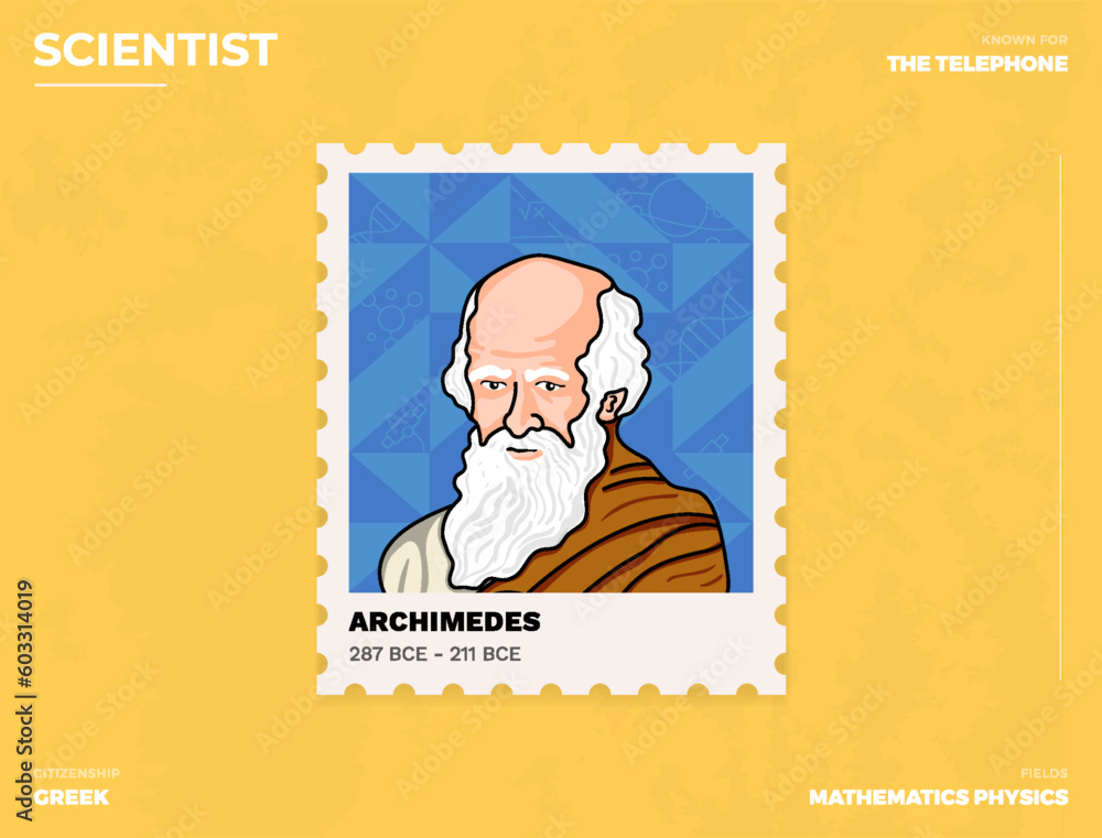 Archimedes Inventor's Postcard Creative Ticket (Stamp) Design with ...