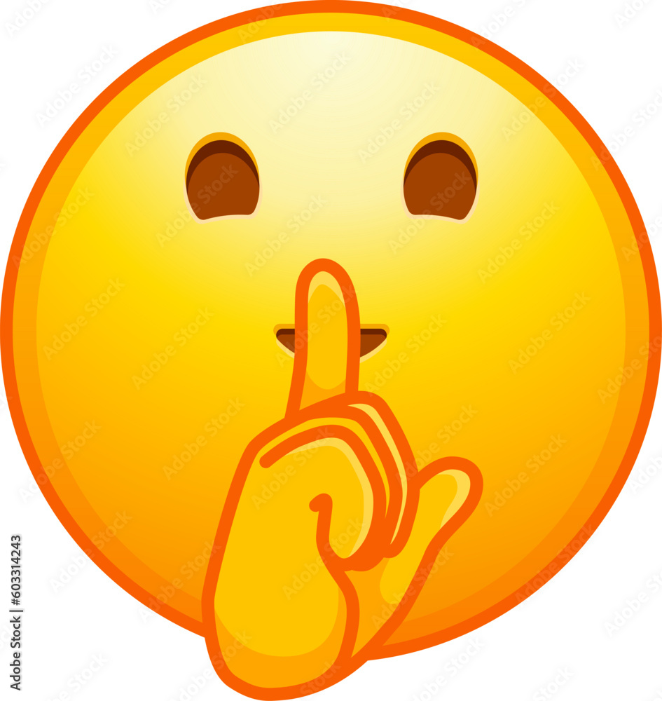 Vecteur Stock Top quality emoticon. Quiet emoji shh gesture, shush ...
