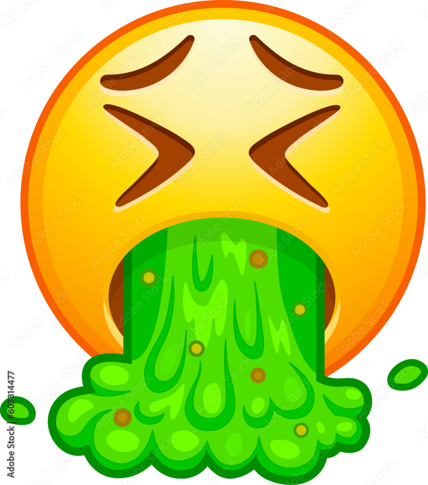 Top quality emoticon. Vomiting emoji. Emoticon throwing up, yellow face ...