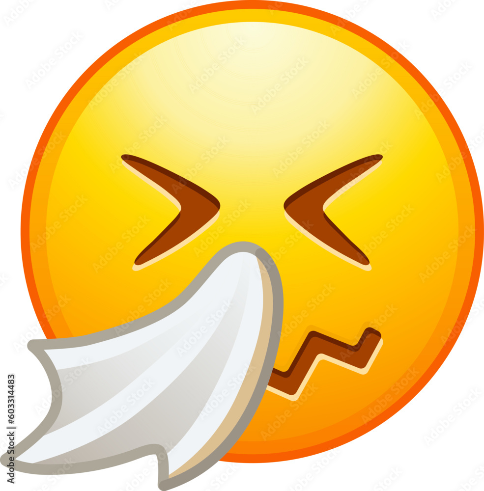 Vetor de Sneezing emoji. Sneezing emoji. Allergy emoticon with a ...
