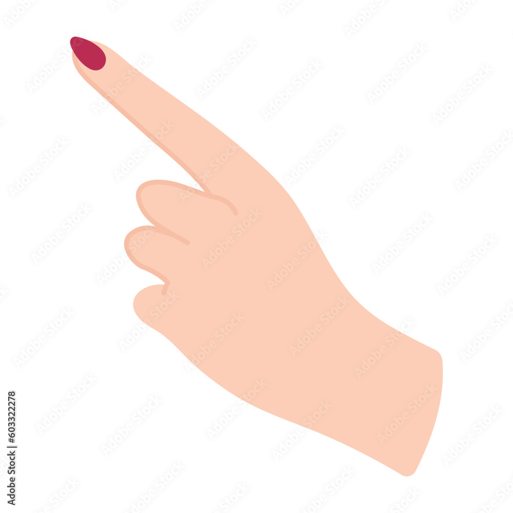 Female hand with extended index finger. Non-verbal language. Arm of a ...