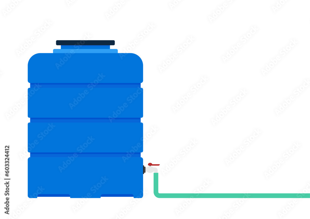 Water tank vector. Tap. Blue water tank on white background. Stock ...