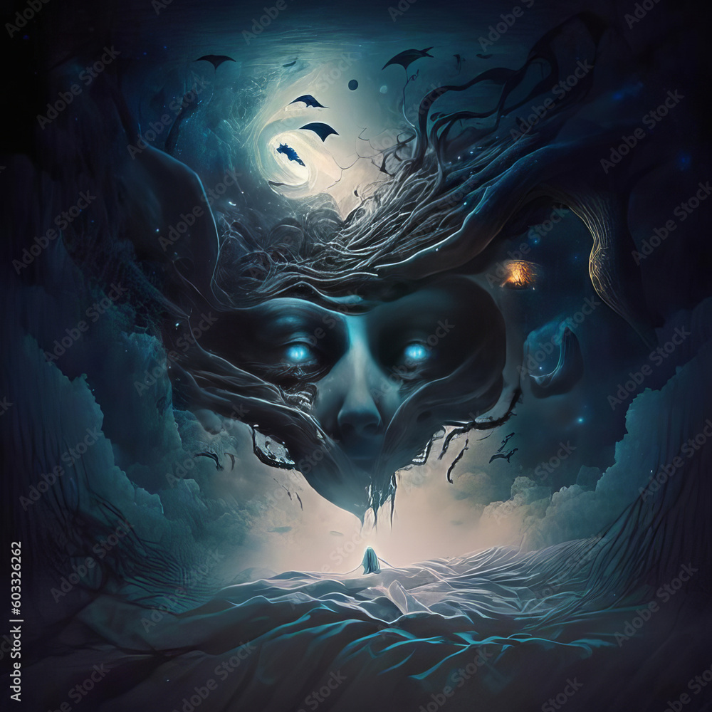 Nightmare, horror, nightmare. Generative AI Stock Illustration | Adobe ...