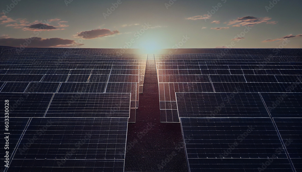 Lots of solar panels in a beautiful wide open view during the sunny day ...
