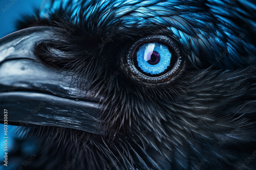 raven's eye close-up, created by a neural network, Generative AI ...