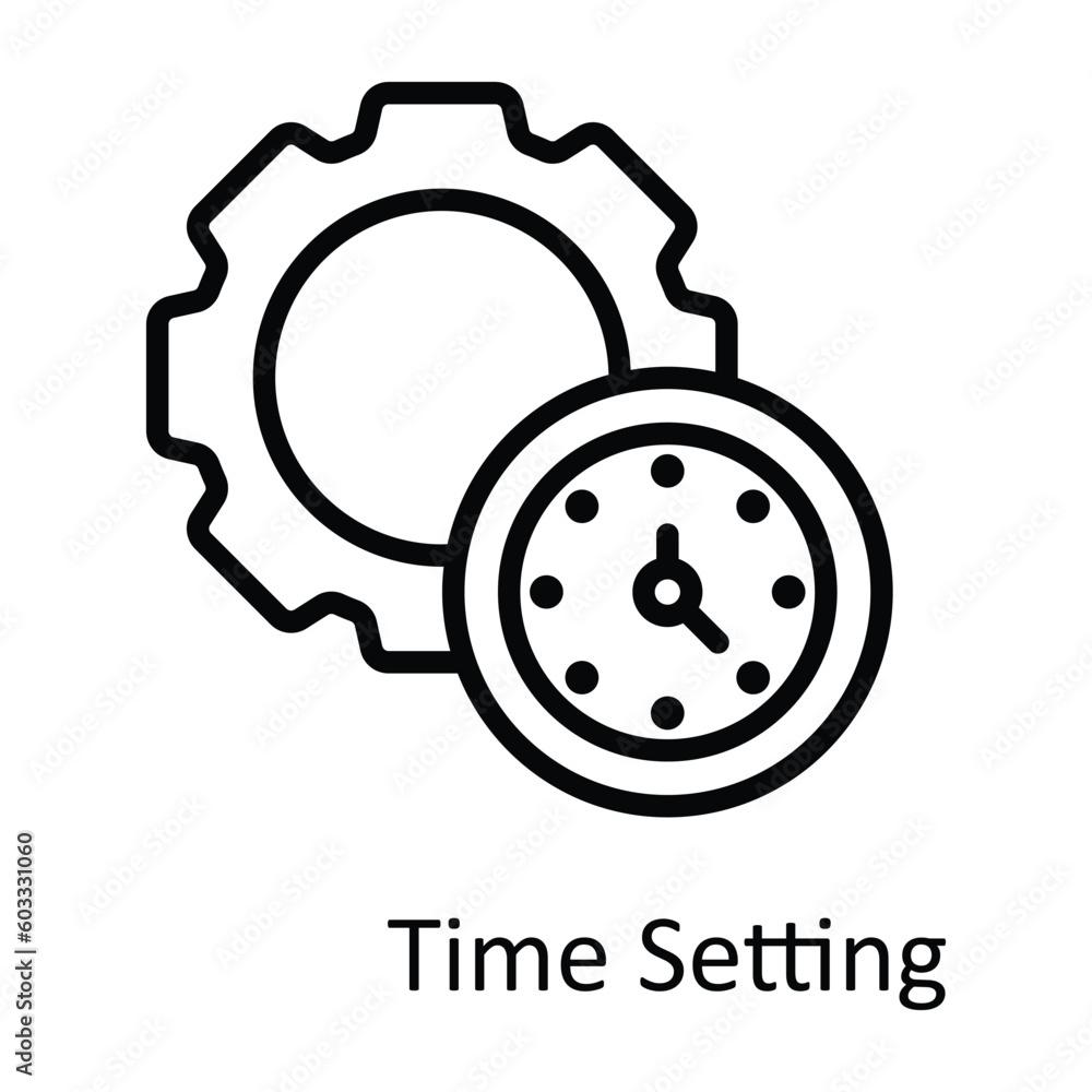 Time Setting vector outline Icon Design illustration. Work in progress ...