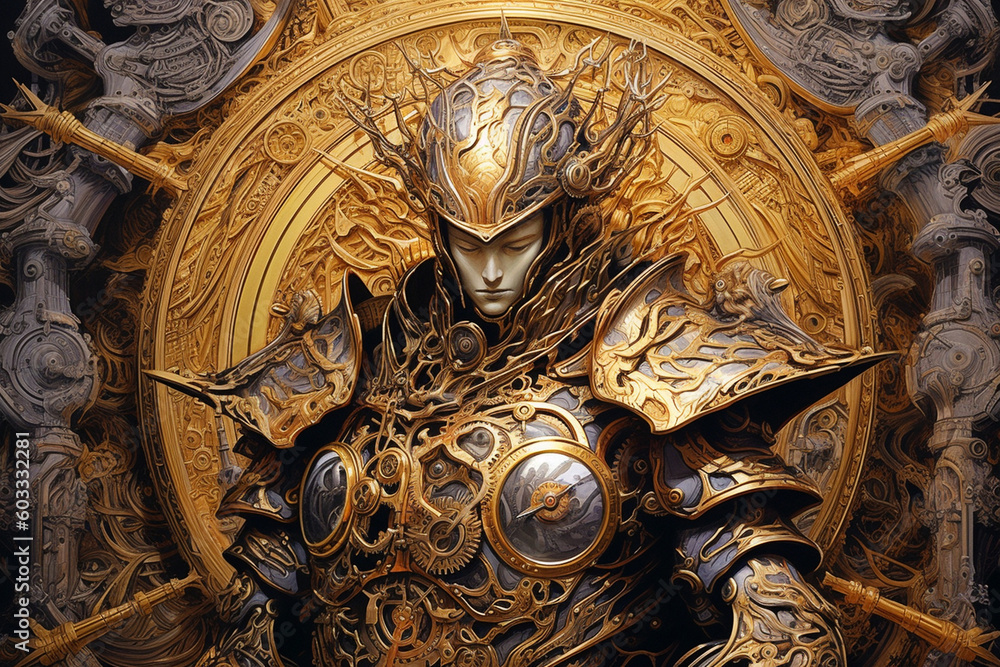fantasy knight in golden armor, created by a neural network, Generative ...