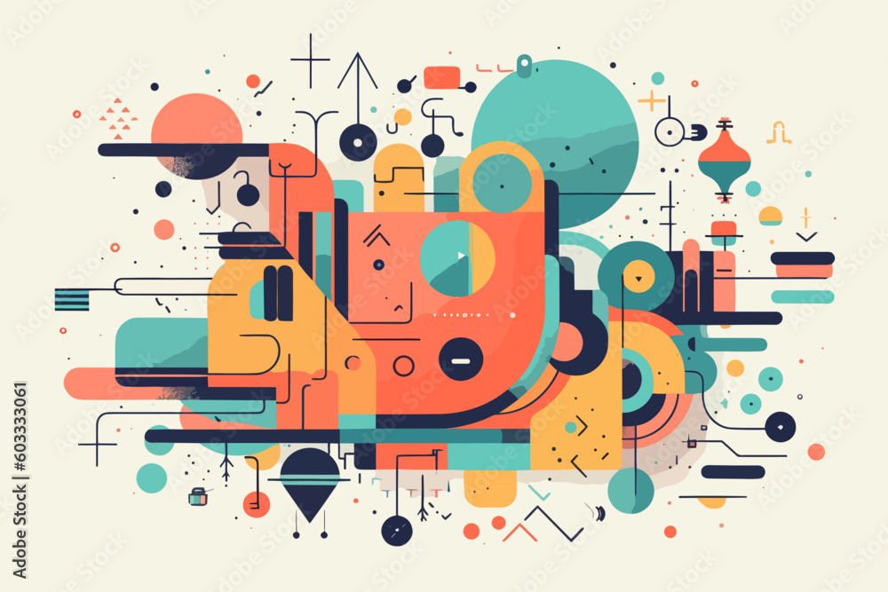 Doodle inspired Grab, cartoon sticker, sketch, vector, Illustration ...