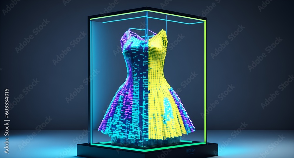 Illustration of a dress made entirely of colorful Bricks bricks ...