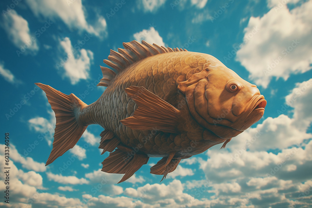 big fish in the sky, created by a neural network, Generative AI ...