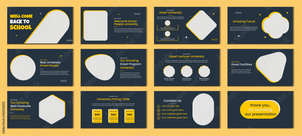 School PowerPoint presentation slide template design education profile ...