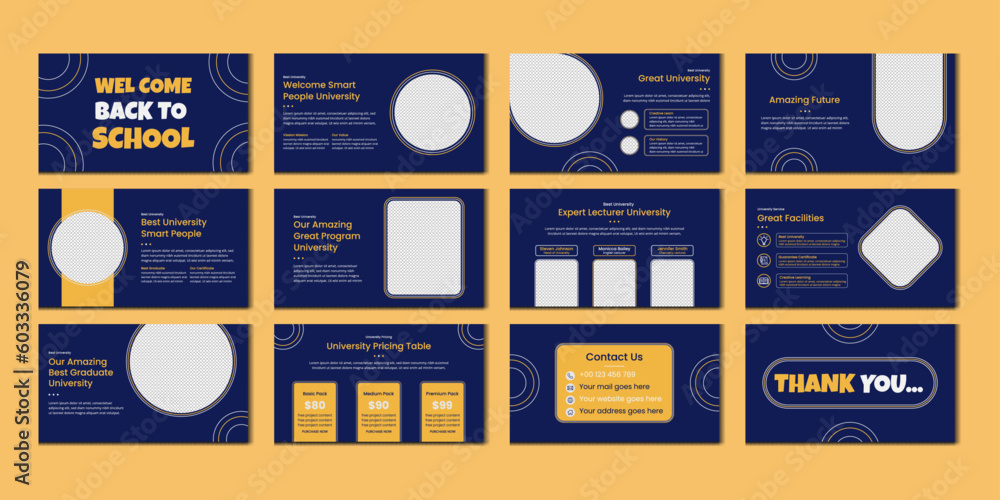 School PowerPoint presentation slide template design education profile ...