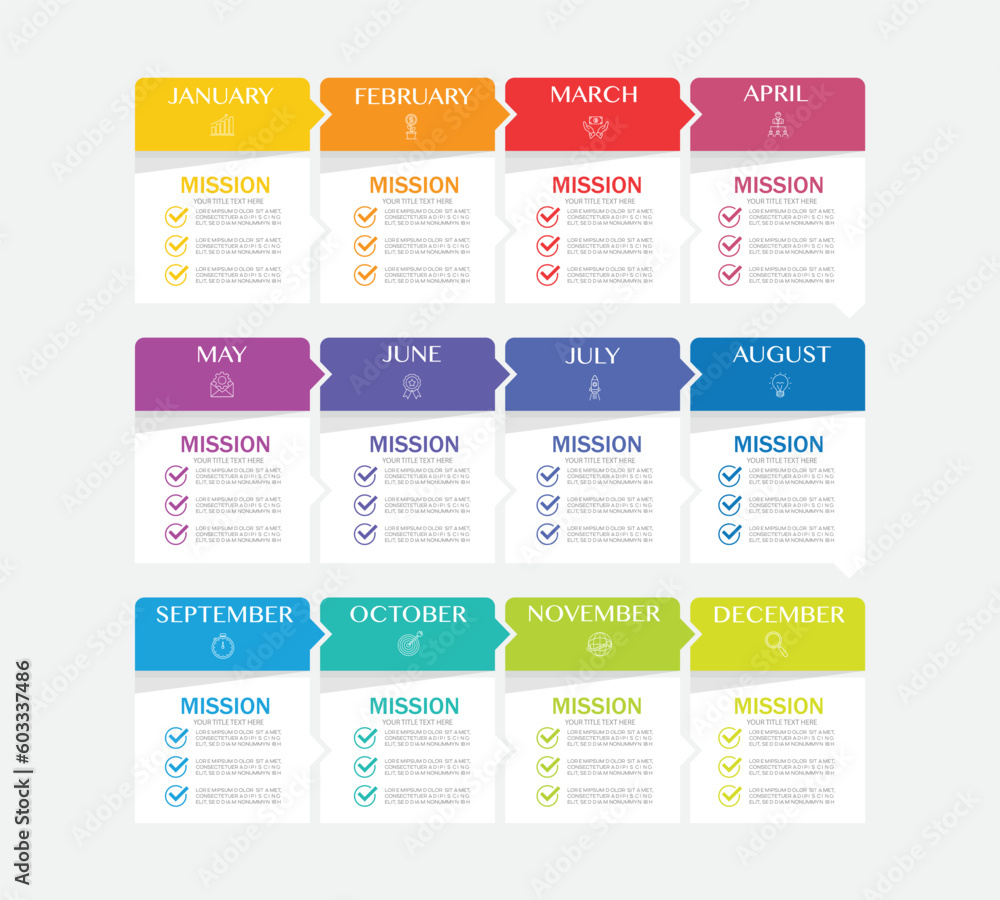 infographic Project timeline graph for 12 months modern diagram ...
