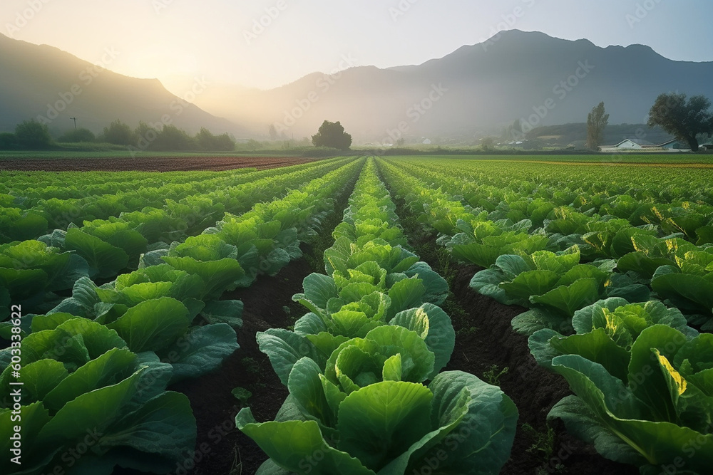field with cabbage, created by a neural network, Generative AI ...
