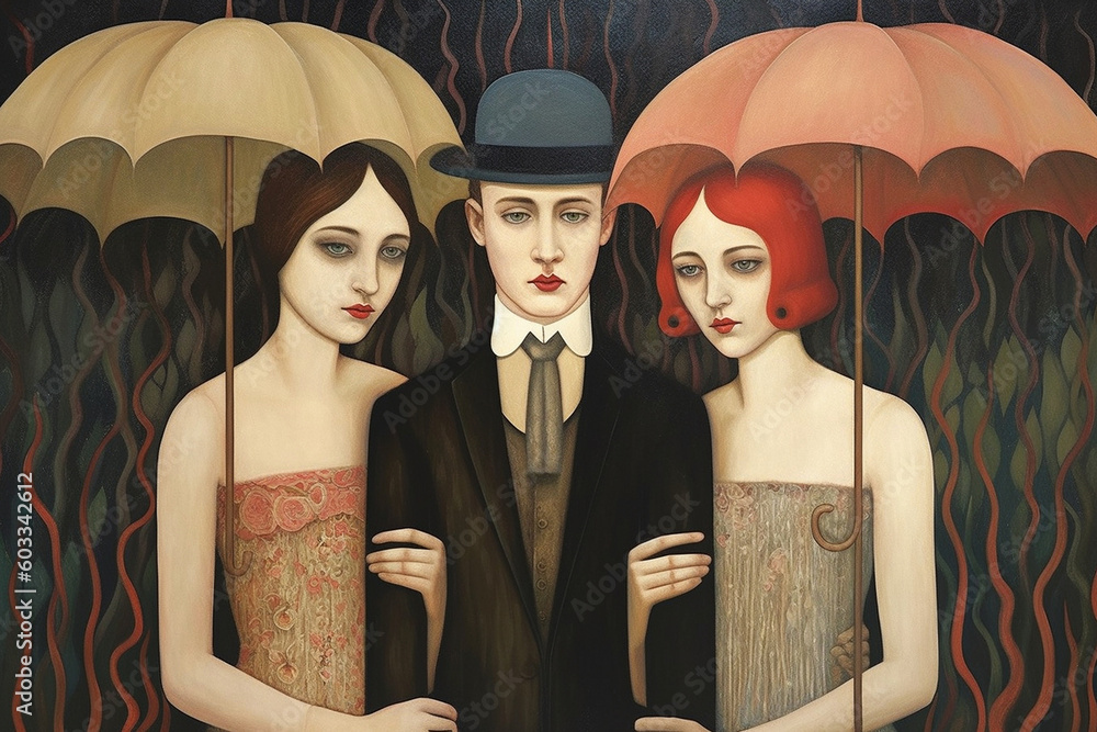 lovers, polygamy and polyamory in relationships, created by a neural ...